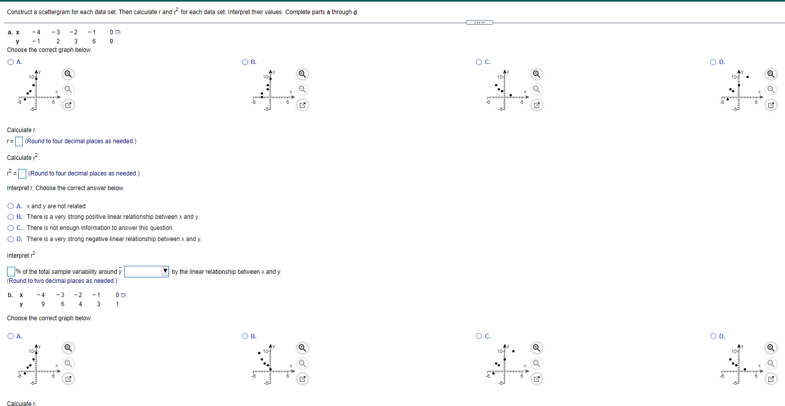 Solved Construct a scattergram for each data set. Then | Chegg.com