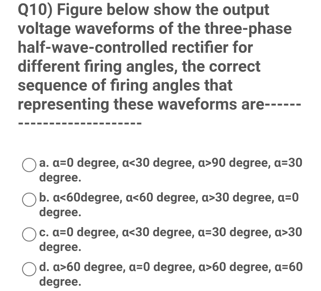 Q10) Figure below show the output voltage waveforms | Chegg.com