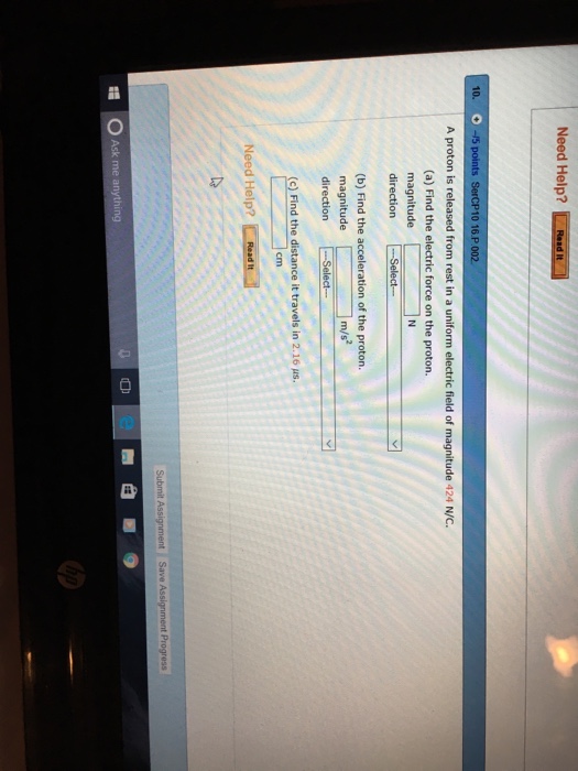 Solved A proton is released from rest in a uniform electric | Chegg.com