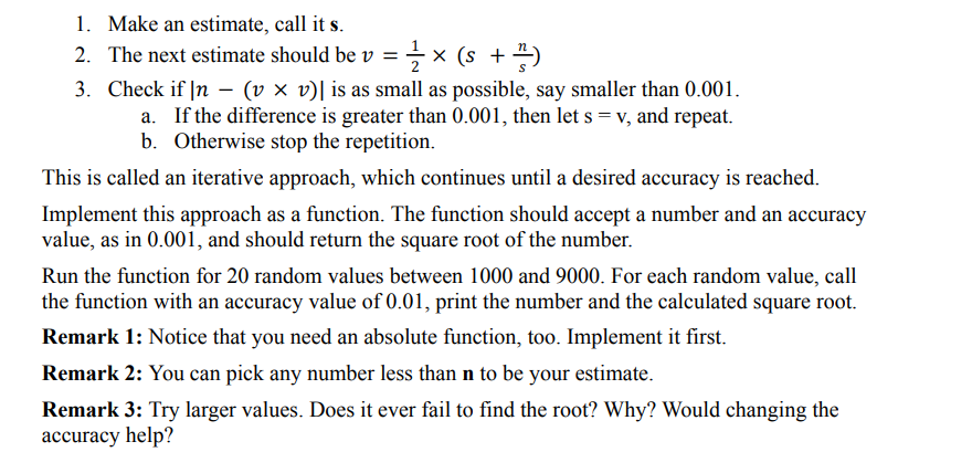 Solved The following is an approximation method to | Chegg.com