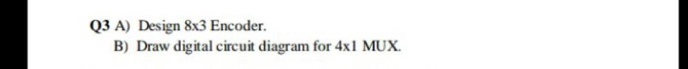Solved Q3 A) Design 8x3 Encoder. B) Draw digital circuit | Chegg.com