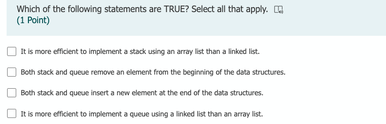 Solved Which of the following statements are TRUE? Select | Chegg.com