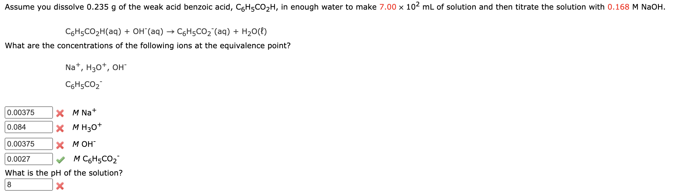 Solved Assume you dissolve 0.235 g of the weak acid benzoic | Chegg.com