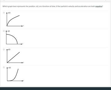 Solved Which graph best represents the positions, a function | Chegg.com