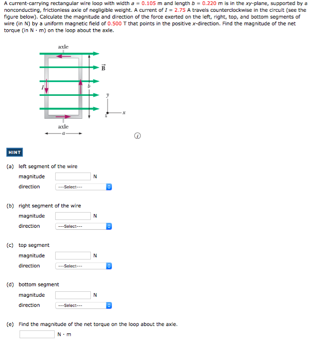 Solved A current-carrying rectangular wire loop with width a | Chegg.com
