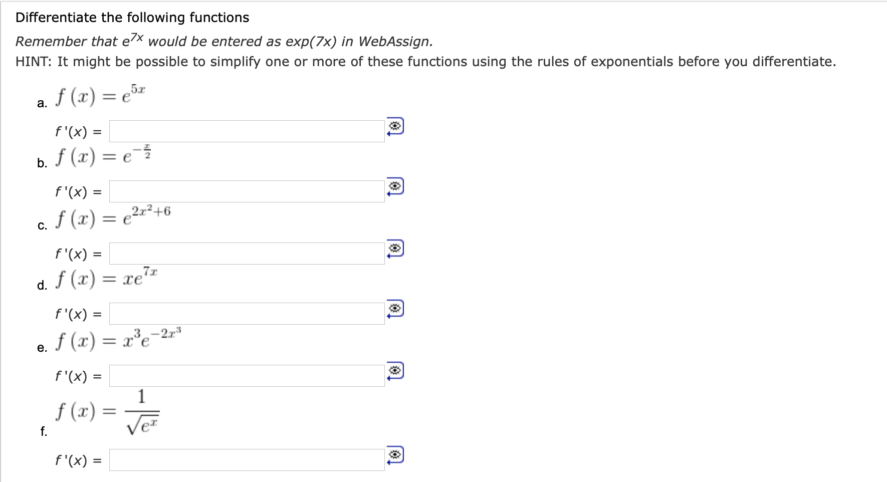 Solved Differentiate the following functions Remember that | Chegg.com