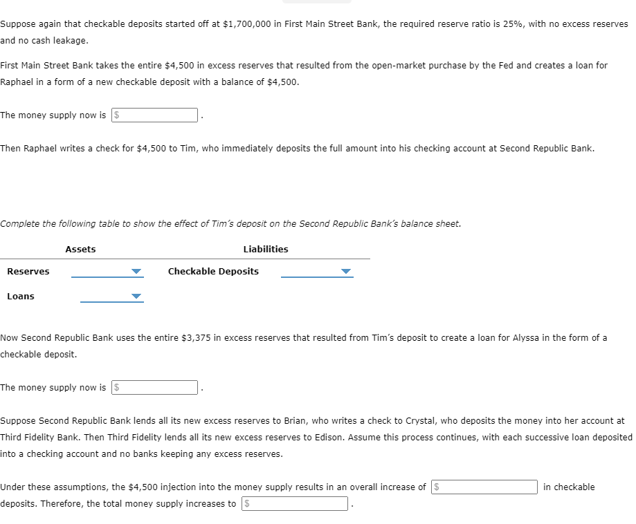 Solved Suppose again that checkable deposits started off at | Chegg.com