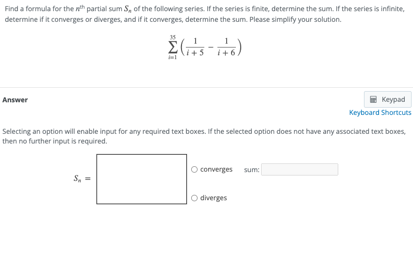 Solved Find a formula for the nth partial sum Sn of the | Chegg.com