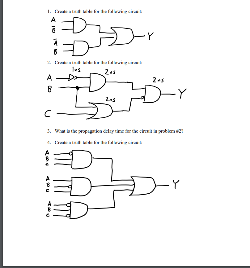 Solved 1. Create a truth table for the following circuit: 2. | Chegg.com