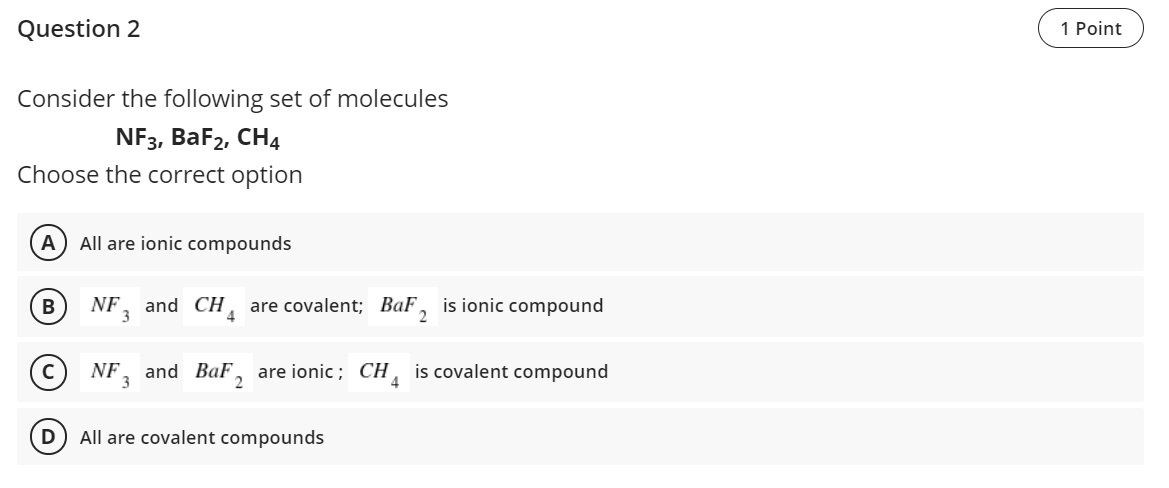Solved Question 2 1 Point Consider the following set of | Chegg.com
