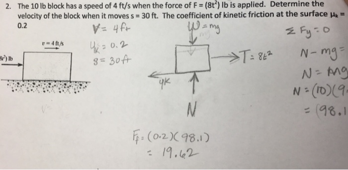 Solved 2. The 10 lb block has a speed of 4 ft/s when the | Chegg.com