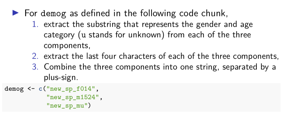Solved For demog as defined in the following code chunk, | Chegg.com
