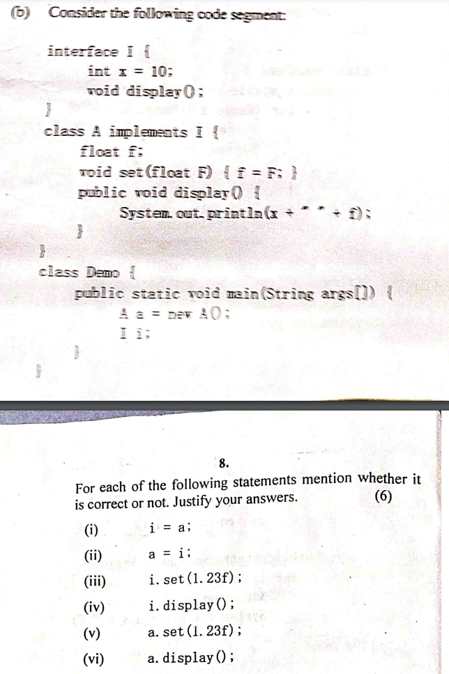 Solved Consider the following code: interface I { int x = | Chegg.com
