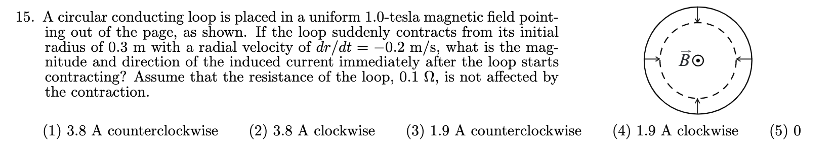 Solved 15. A circular conducting loop is placed in a uniform | Chegg.com