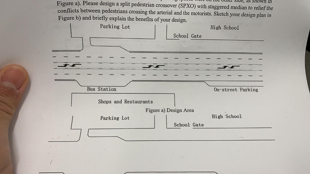 Figure a). Please design a split pedestrian crossover | Chegg.com