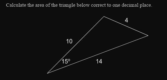 Solved Calculate the area of the triangle below correct to | Chegg.com