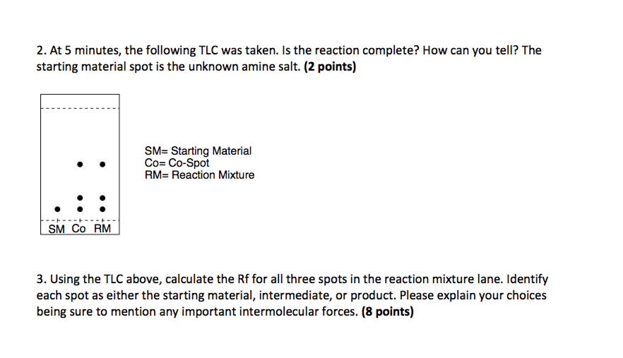 Solved 2. At 5 minutes, the following TLC was taken. Is the | Chegg.com