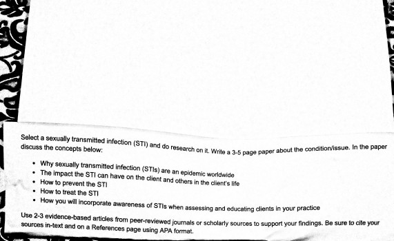 Solved Select a sexually transmitted infection (STI) and do | Chegg.com