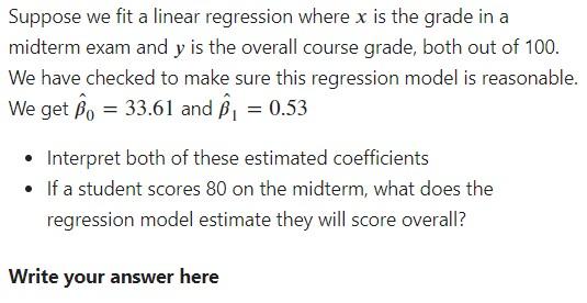 Solved Suppose we fit a linear regression where x is the | Chegg.com