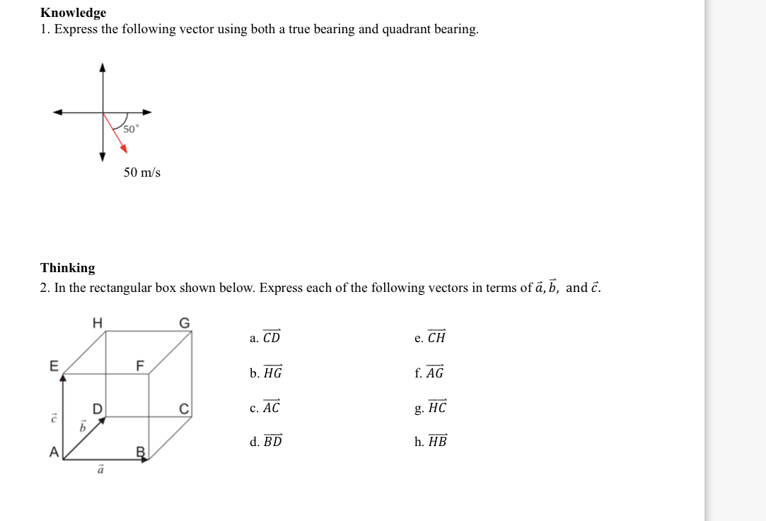 Solved Knowledge 1. Express the following vector using both | Chegg.com