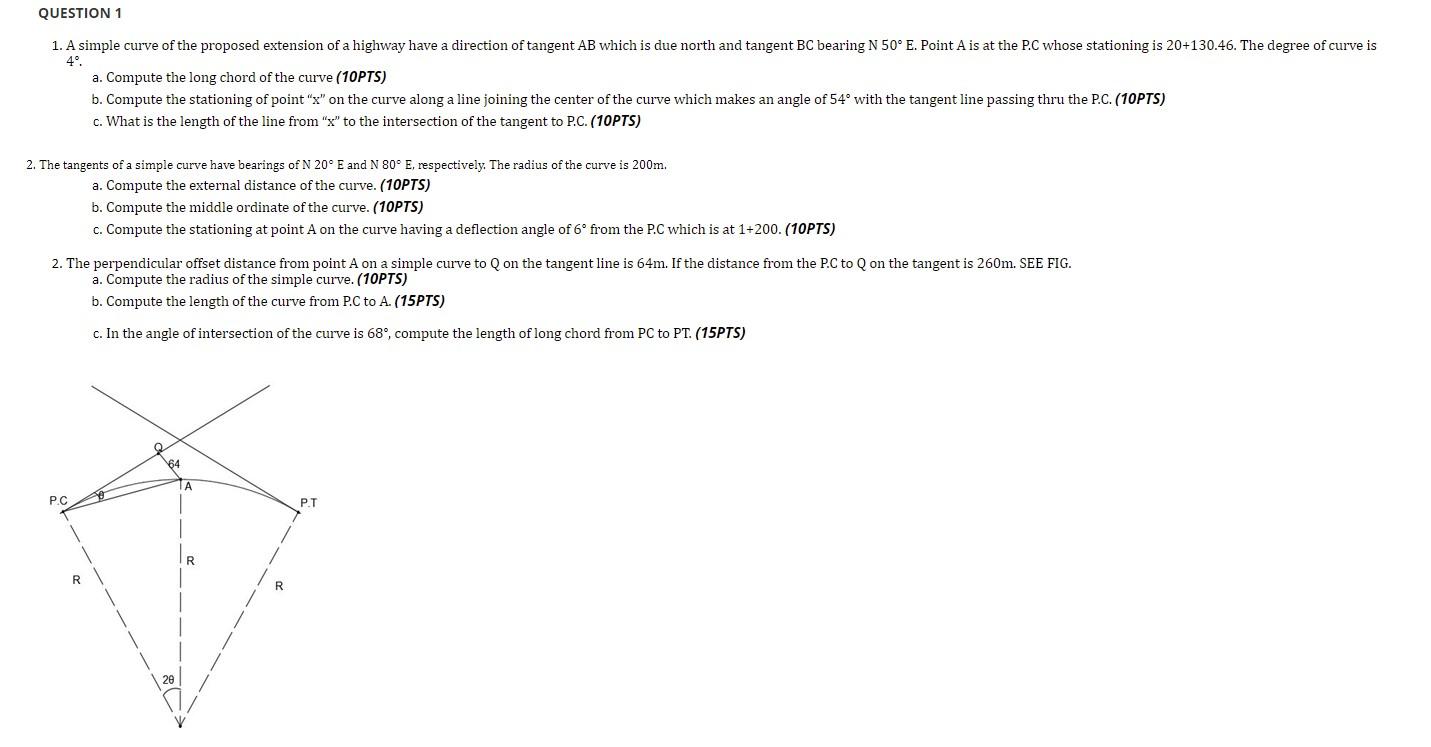 Solved QUESTION 1 1. A simple curve of the proposed | Chegg.com