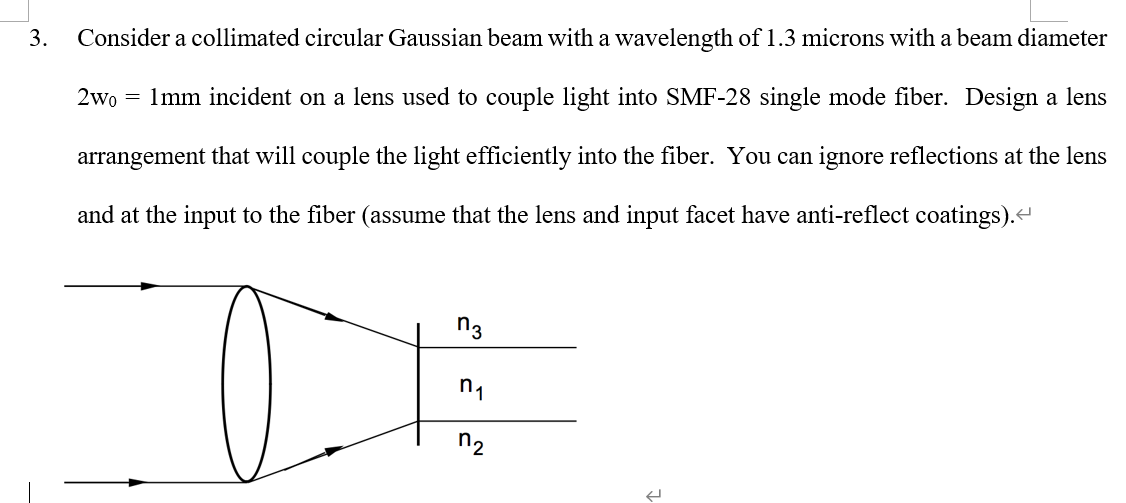 Solved 3. Consider a collimated circular Gaussian beam with | Chegg.com