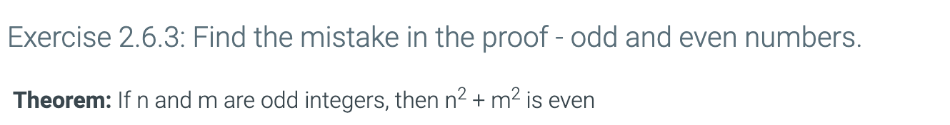 Solved Exercise 2.6.3: Find the mistake in the proof-odd and | Chegg.com