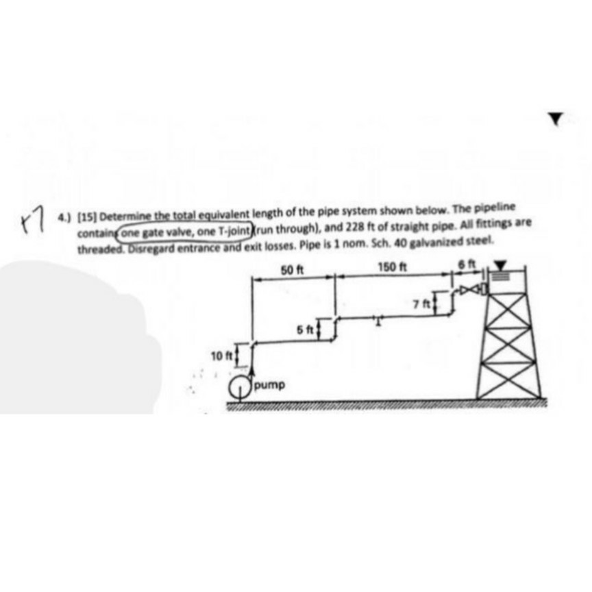 Solved 4) (15] Determine the total equivalent length of the | Chegg.com