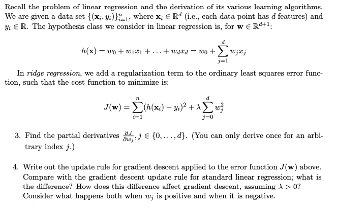 Solved Recall the problem of linear regression and the | Chegg.com