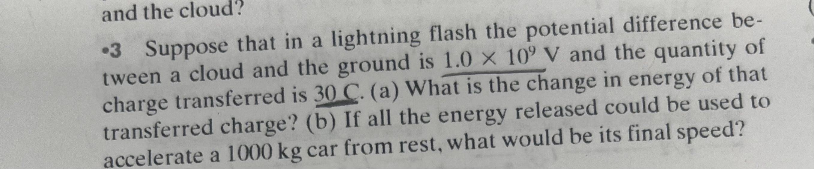 Solved 3a. What is the potential energy U of this lightning | Chegg.com