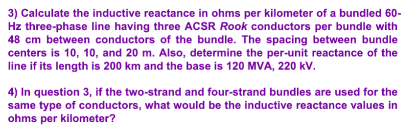 Solved 3) Calculate the inductive reactance in ohms per | Chegg.com