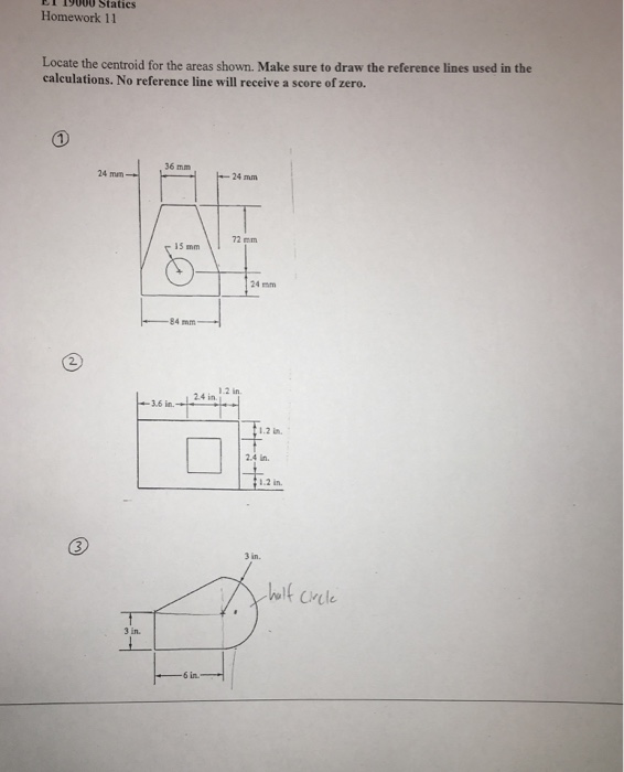 Solved E1 19000 Statics Homework 11 Locate the centroid for | Chegg.com