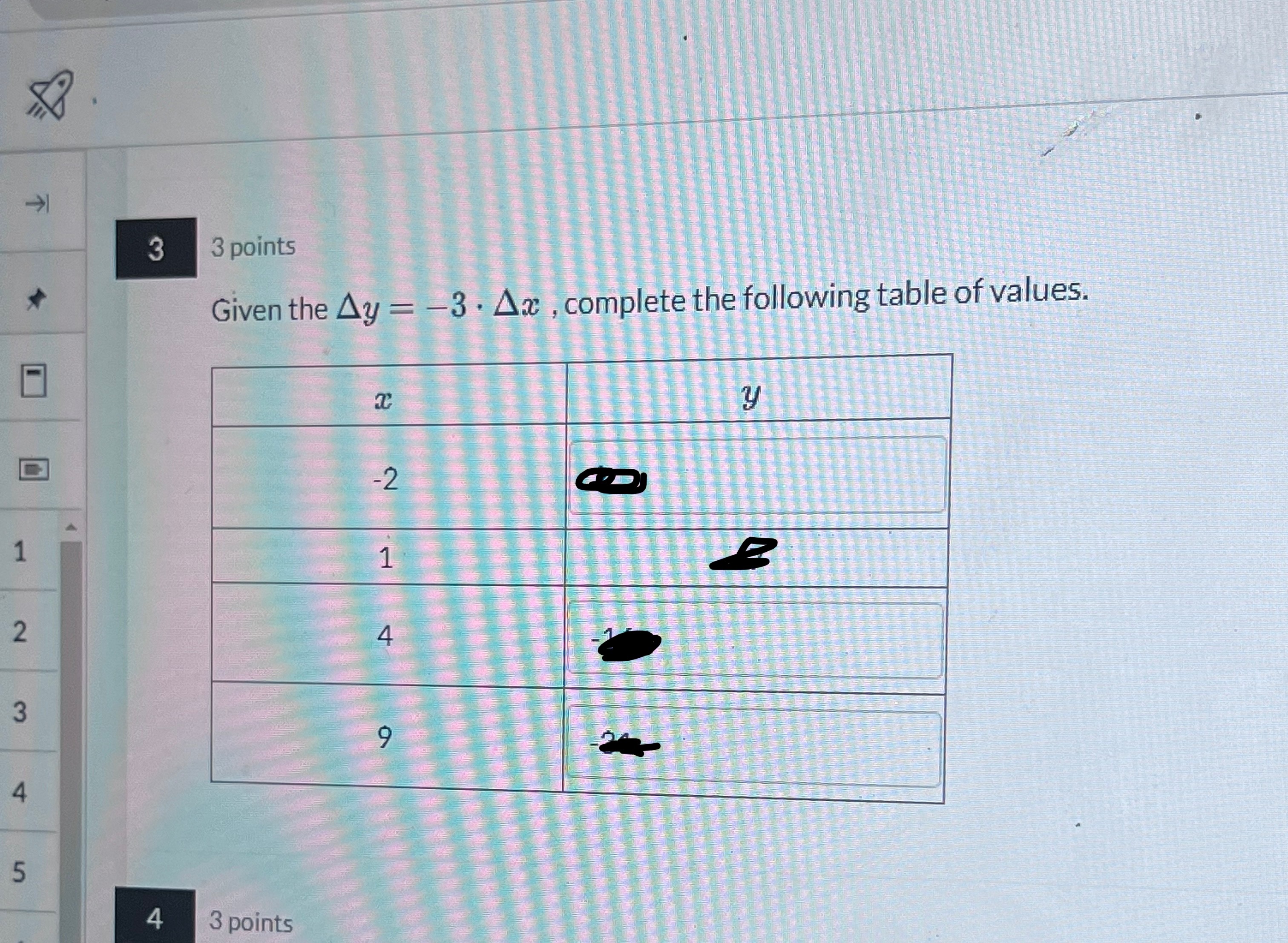 Solved Given the \\( \\Delta y=-3 \\cdot \\Delta x \\), | Chegg.com