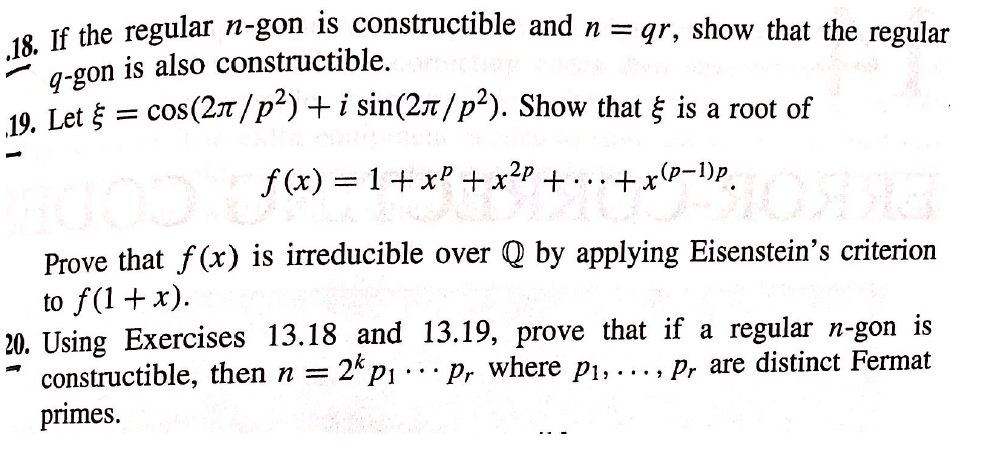 Solved .18. If the regular n-gon is constructible and n = | Chegg.com