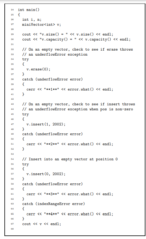 Solved Add the following member functions to the miniVector | Chegg.com