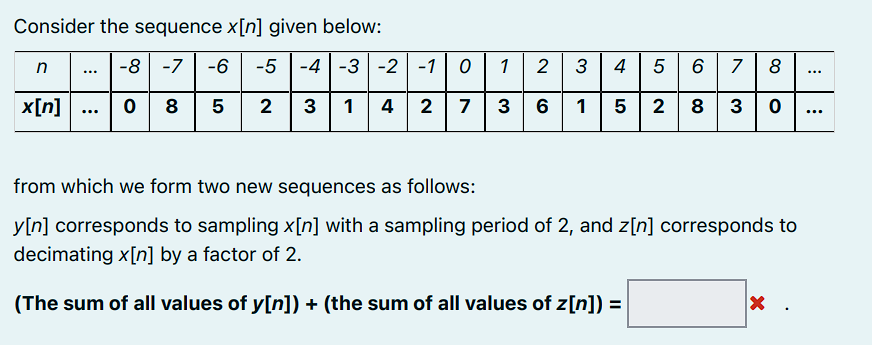 Solved Consider the sequence x[n] given below: from which we | Chegg.com