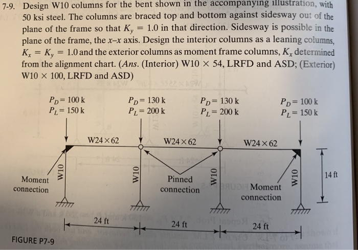 Solved 7-9. Design W10 columns for the bent shown in the | Chegg.com