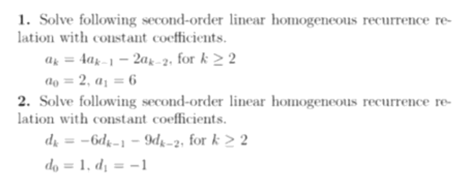 Solved 1 Solve Following Second Order Linear Homogeneous