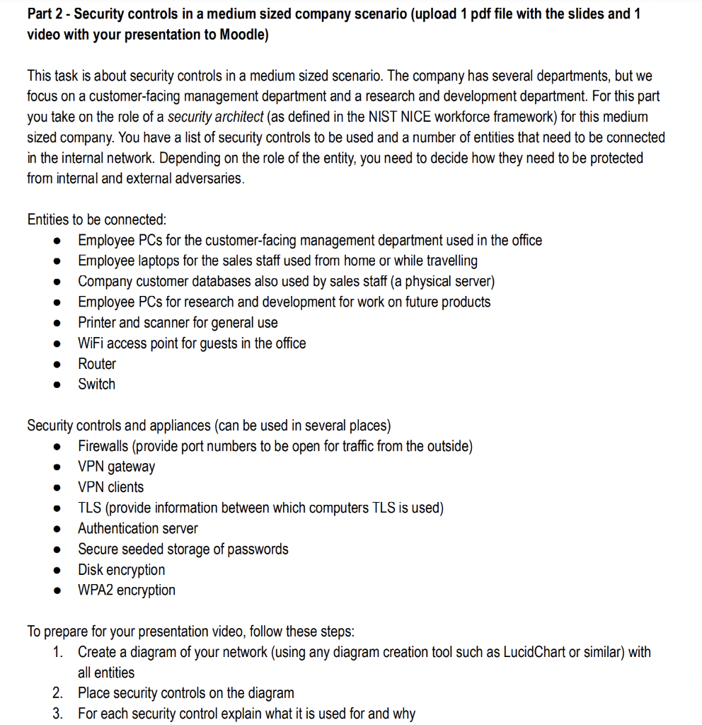 Solved Part 2 - Security controls in a medium sized company | Chegg.com