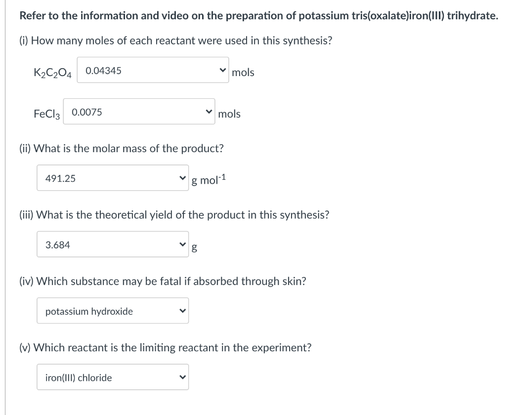 Solved (a) Place ~8.0 g of potassium oxalate, K2C2O4+H20, | Chegg.com