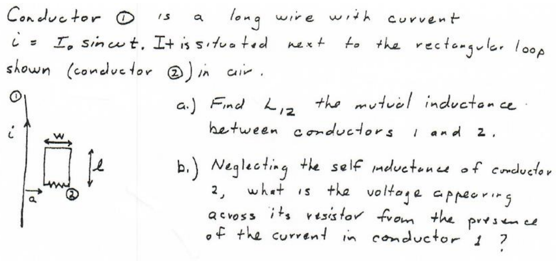 Solved Conductor (1) is a long wire with curvent i=I0 | Chegg.com