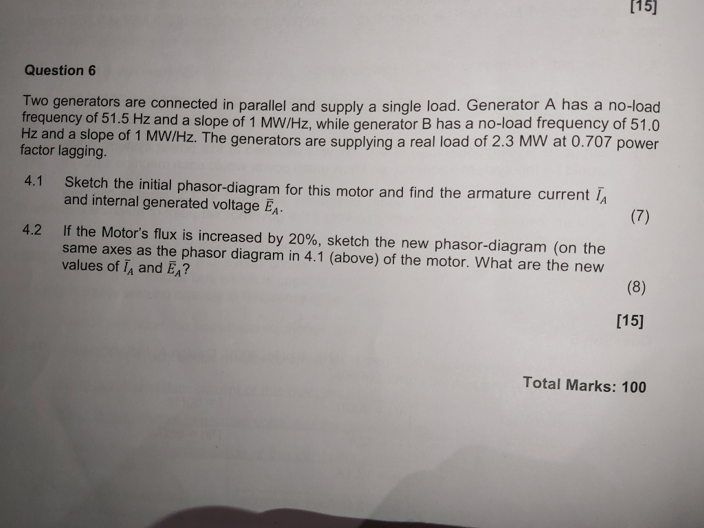 [15] Question 6 Two generators are connected in | Chegg.com