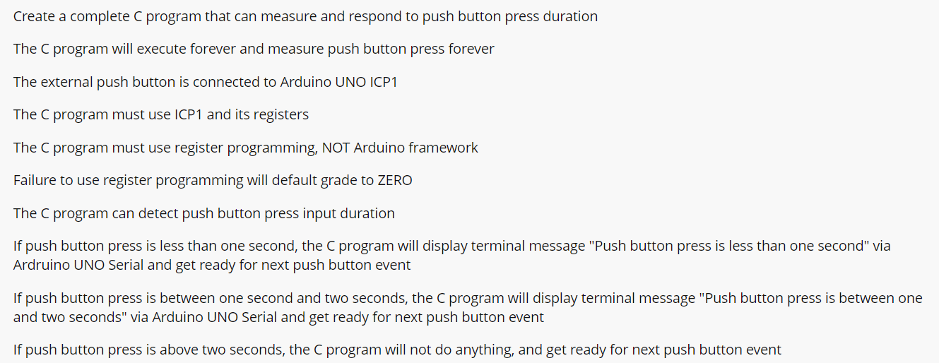 Solved Using an external push button connected to a | Chegg.com