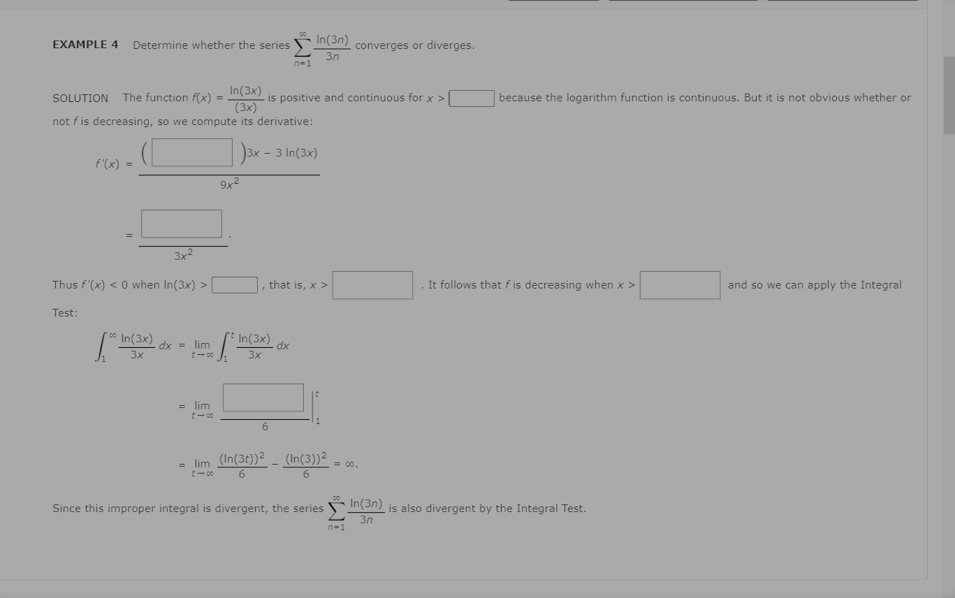 Solved EXAMPLE 4 Determine whether the series In(3n) 3n | Chegg.com