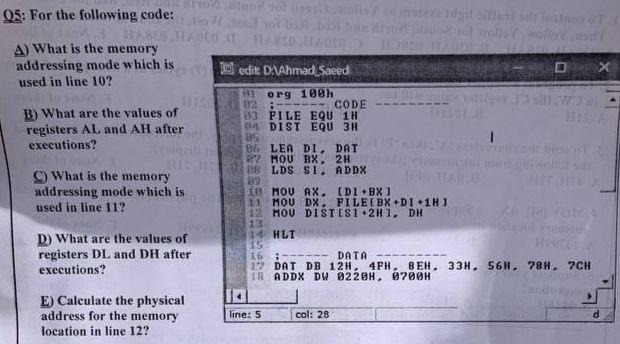 - Q5: For the following code: rihan dro de los dan | Chegg.com