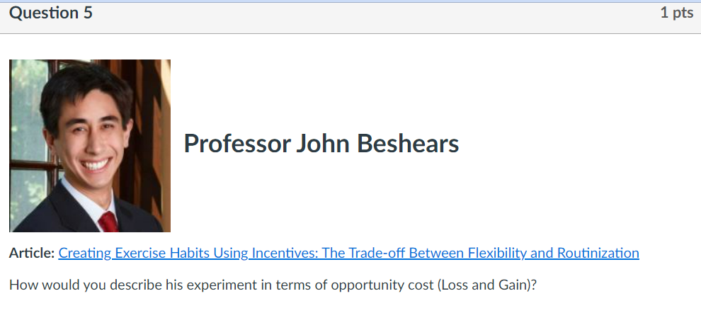 Solved Professor John Beshears Article: Creating Exercise | Chegg.com
