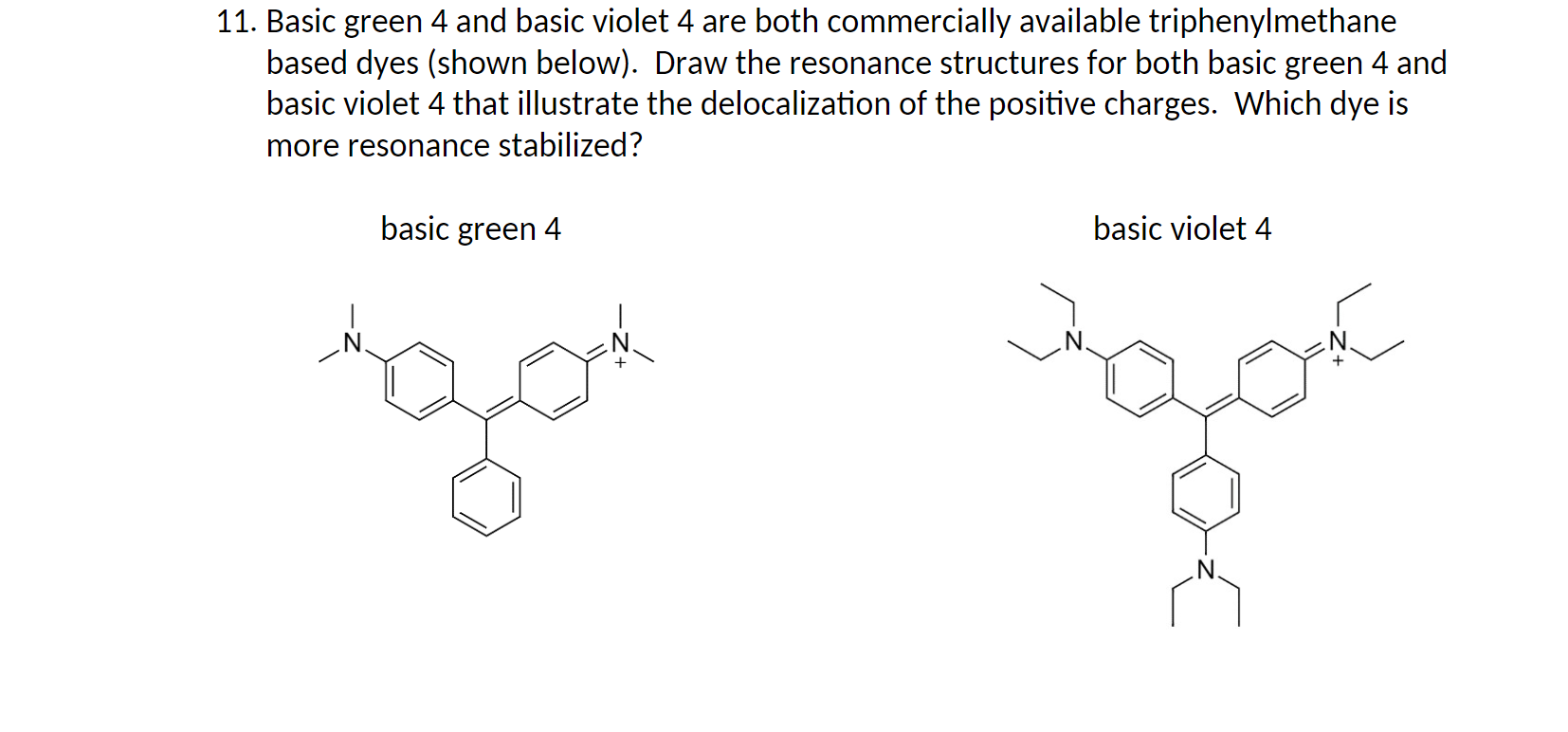 Solved 1. Basic green 4 and basic violet 4 are both | Chegg.com