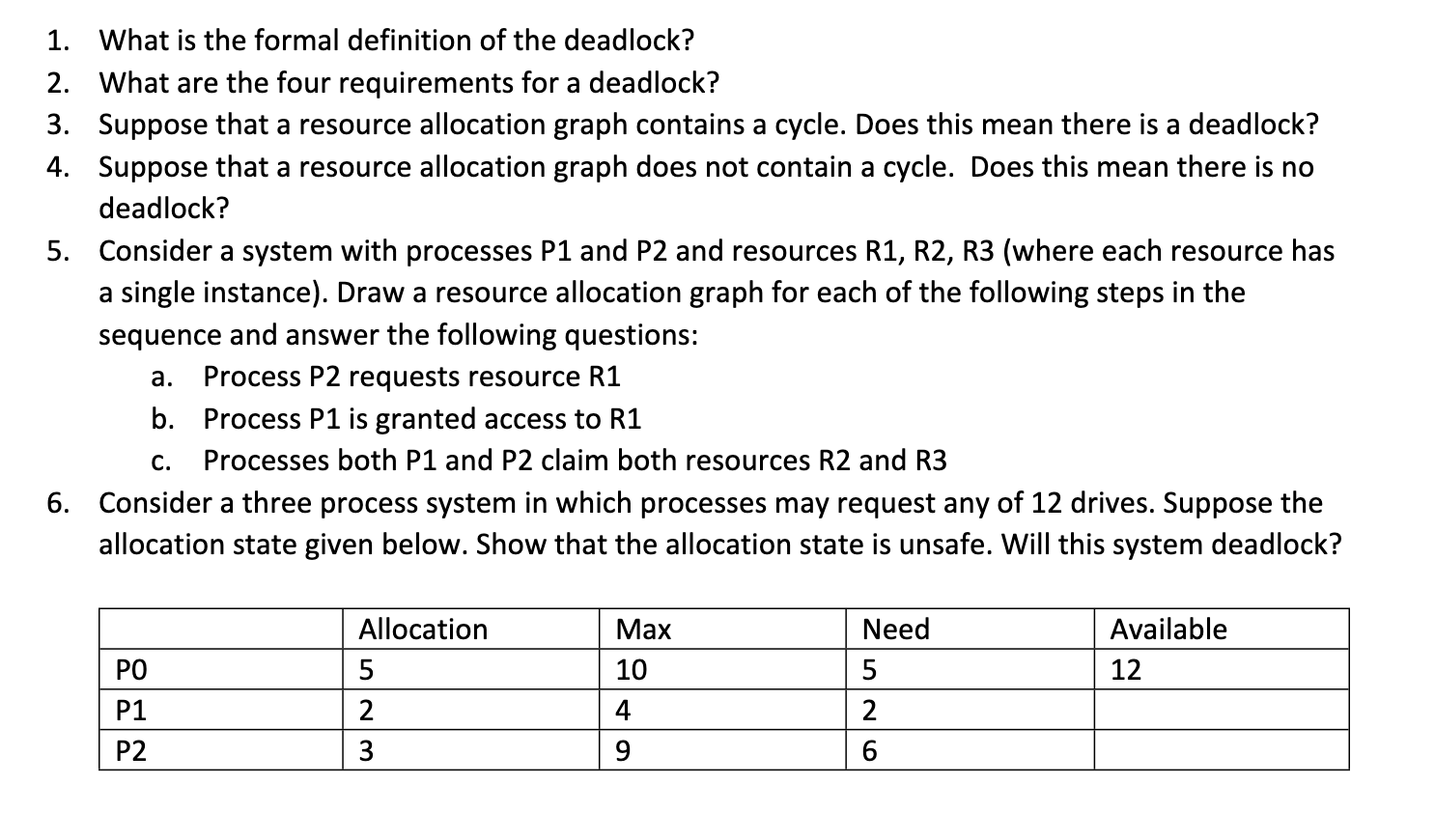 Solved 1. ﻿What is the formal definition of the deadlock?2. | Chegg.com