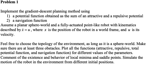Problem 1 Implement the gradient-descent planning | Chegg.com