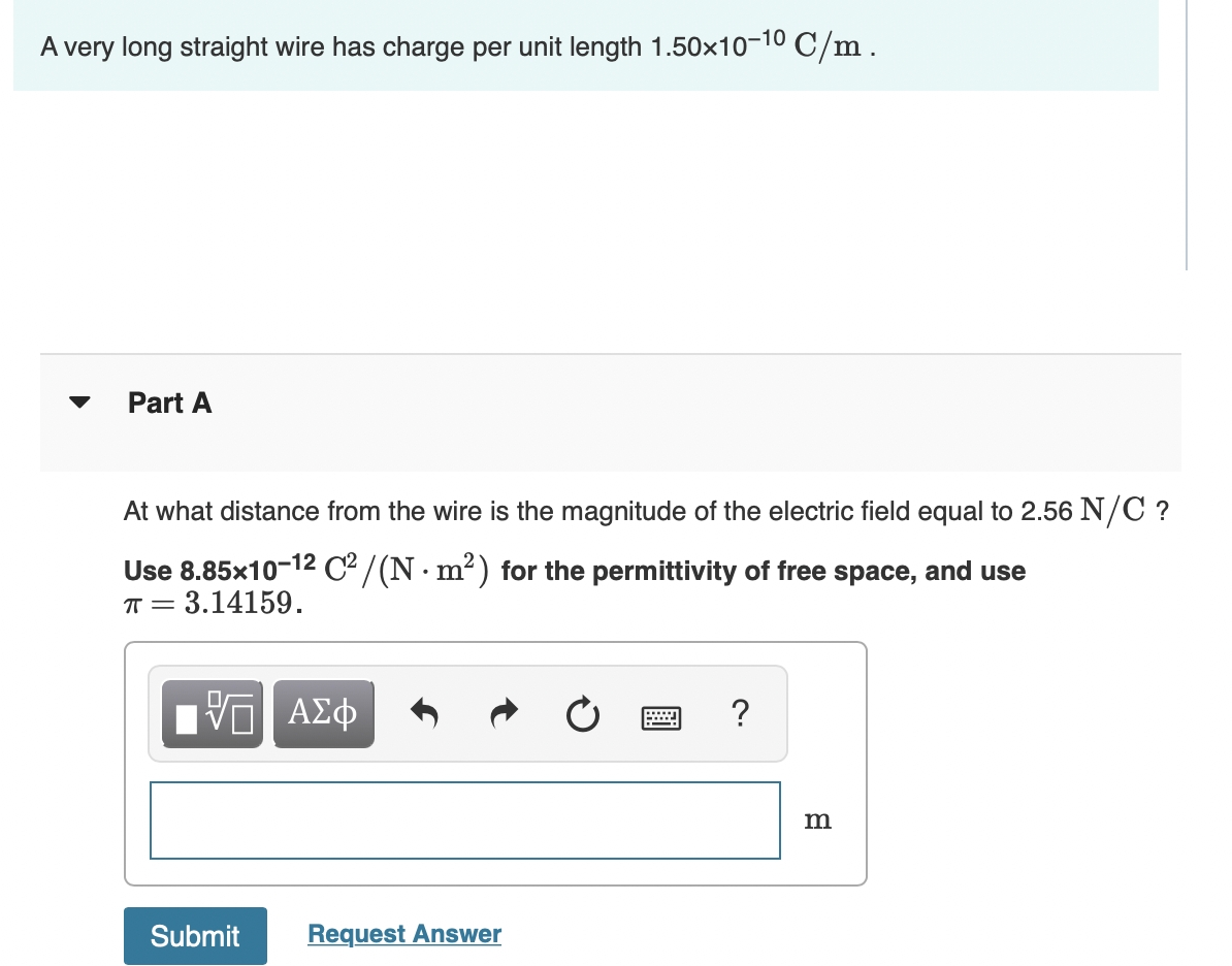 Solved A very long straight wire has charge per unit length | Chegg.com